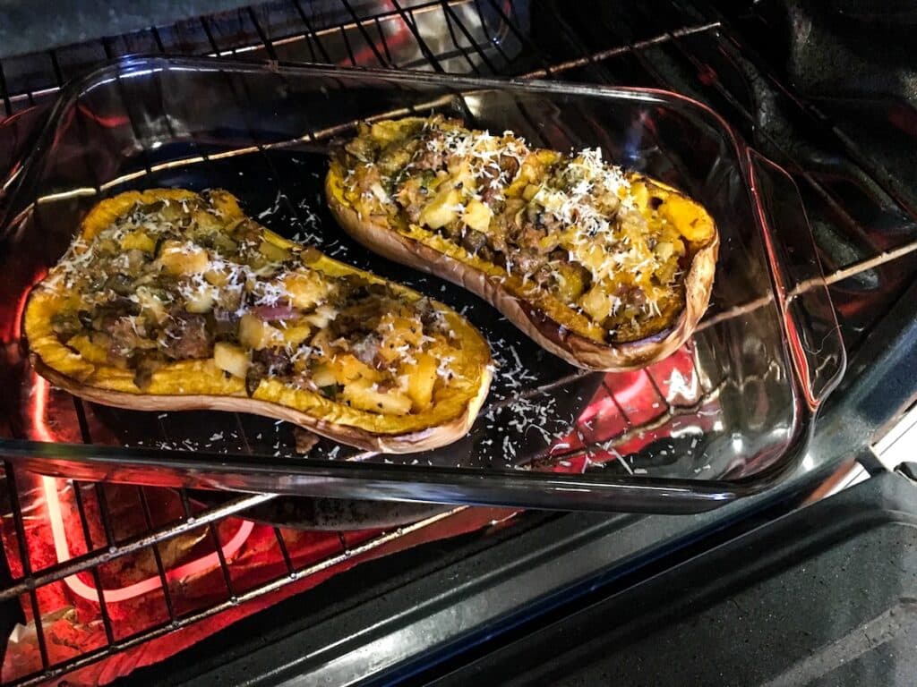 Rustic Butternut and Sausage Bake with Apples - Midwest Modern Momma